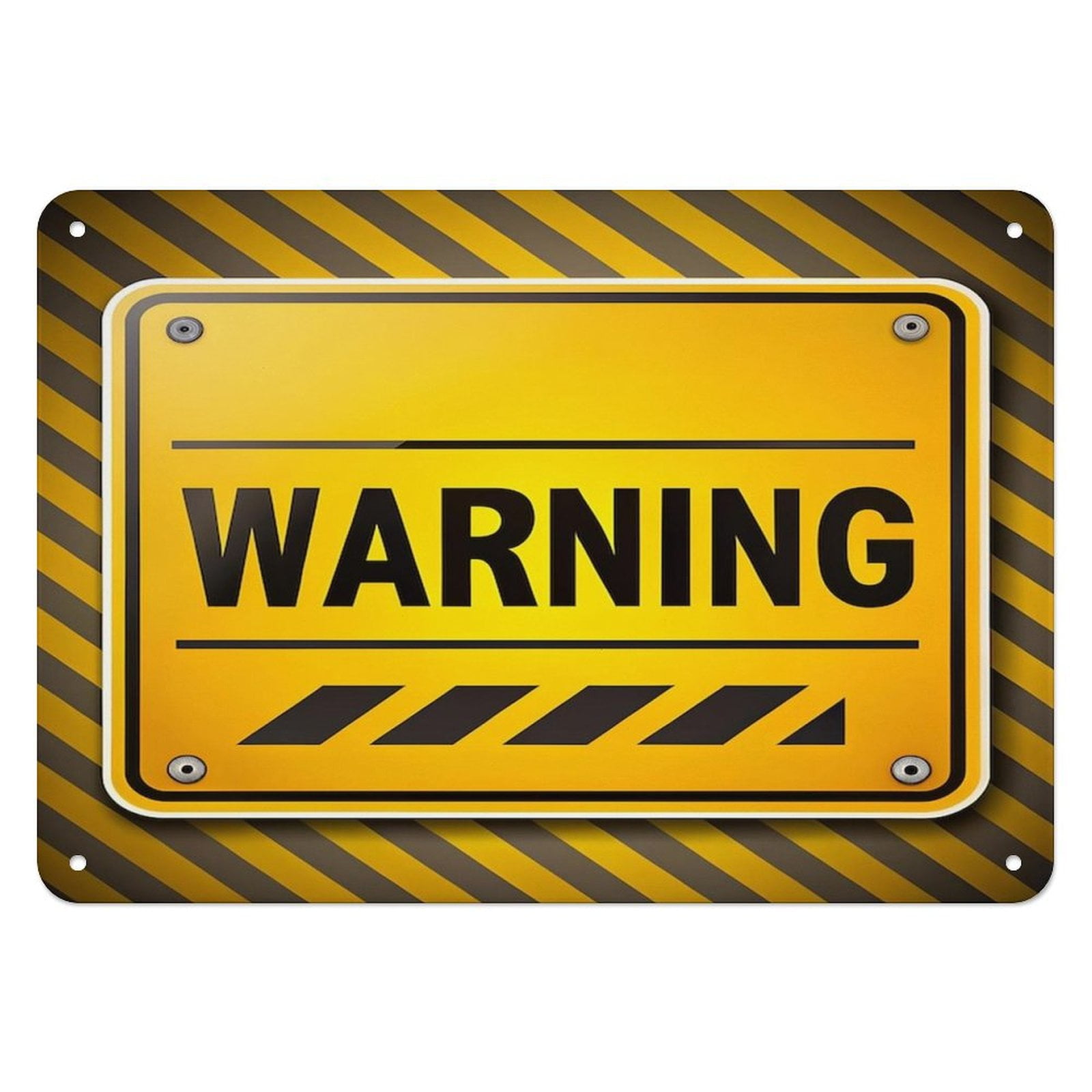 Classic Rectangular Warning Sign with Diagonal Stripes Metal Tin Sign ...