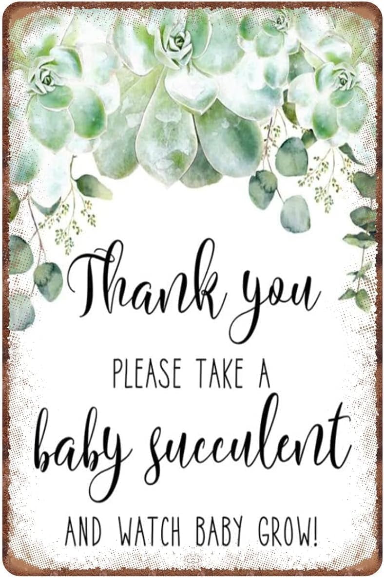 Thank You Please Take A Baby Succulent and Watch Baby Grow Aluminum Tin ...