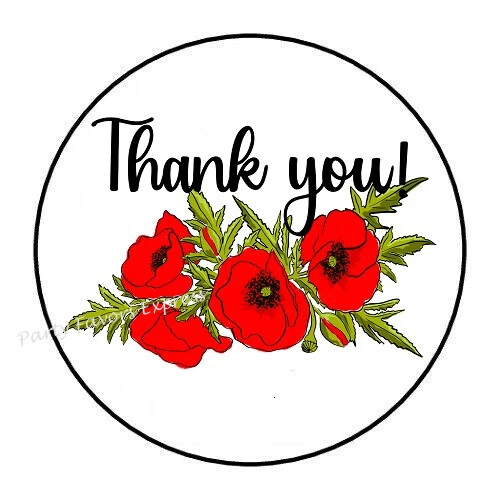 Thank You Poppies Stickers Party Favors Phone Decal Water Bottle ...