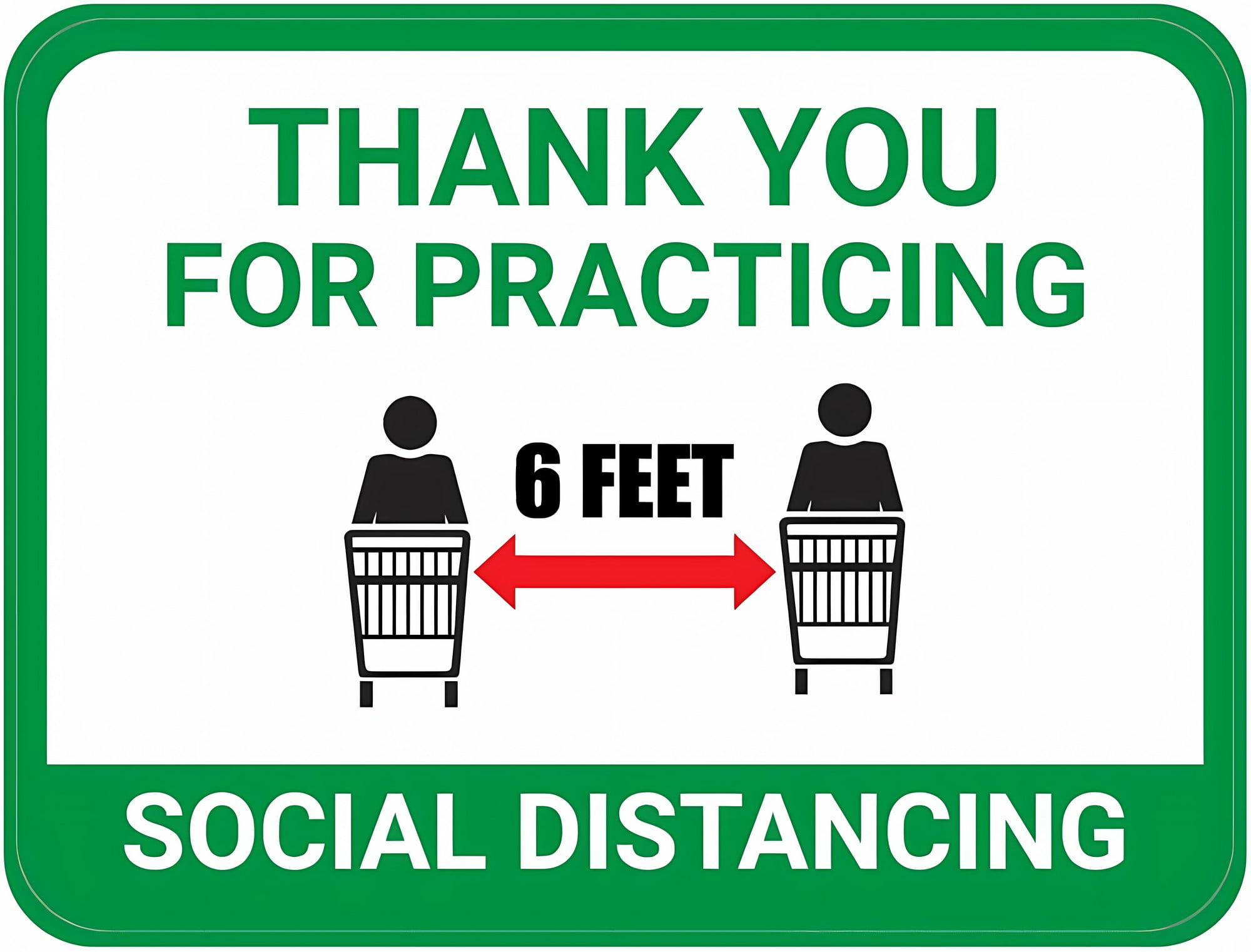 Thank You for Practicing Social Dist Carts Apart Tin Sign - 8"x12 ...