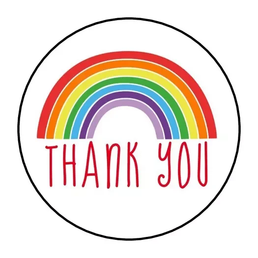 Thank You Rainbow Round Stickers Favor Labels Phone Decal Water Bottle ...