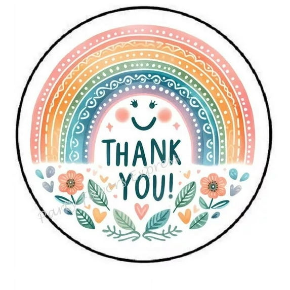 Thank You Rainbow Stickers Party Favors Phone Decal Water Bottle ...