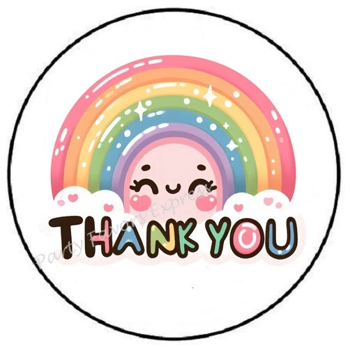 Thank You Rainbow Stickers Party Favors Phone Decal Water Bottle ...