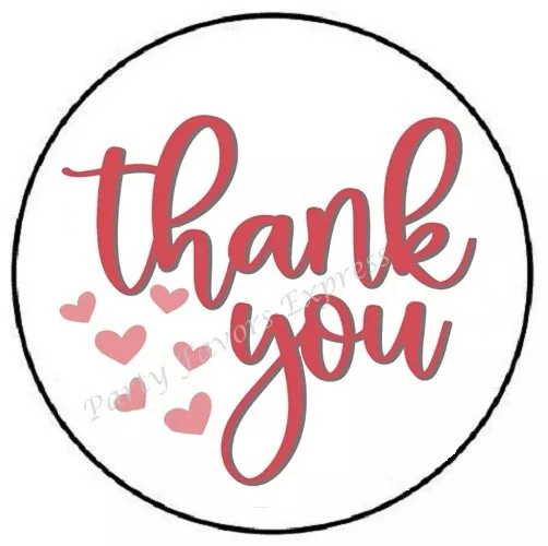Thank You Red Hearts Stickers Party Favors Phone Decal Water Bottle ...