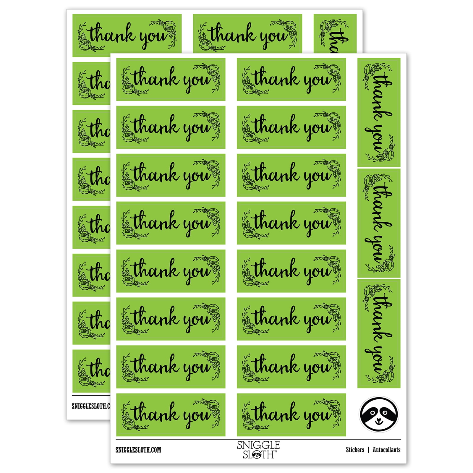 Thank You Rose Details Sticker Set - Light Green - Gloss Finish - 2.00 ...