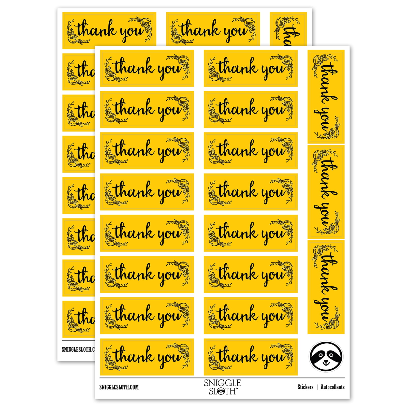 Thank You Rose Details Sticker Set - Yellow - Matte Finish - 2.00 ...