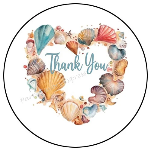 Thank You Shell Heart Stickers Party Favors Phone Decal Water Bottle ...