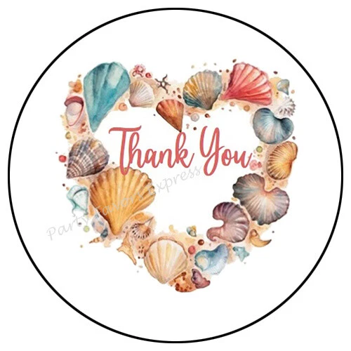 Thank You Shells Heart Beach Stickers Party Favors Phone Decal Water ...