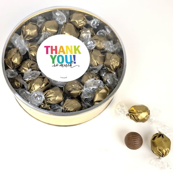 Thank You So Much Gift Tin Filled With Milk Chocolate Dubai Truffle Candies For Corporate ...
