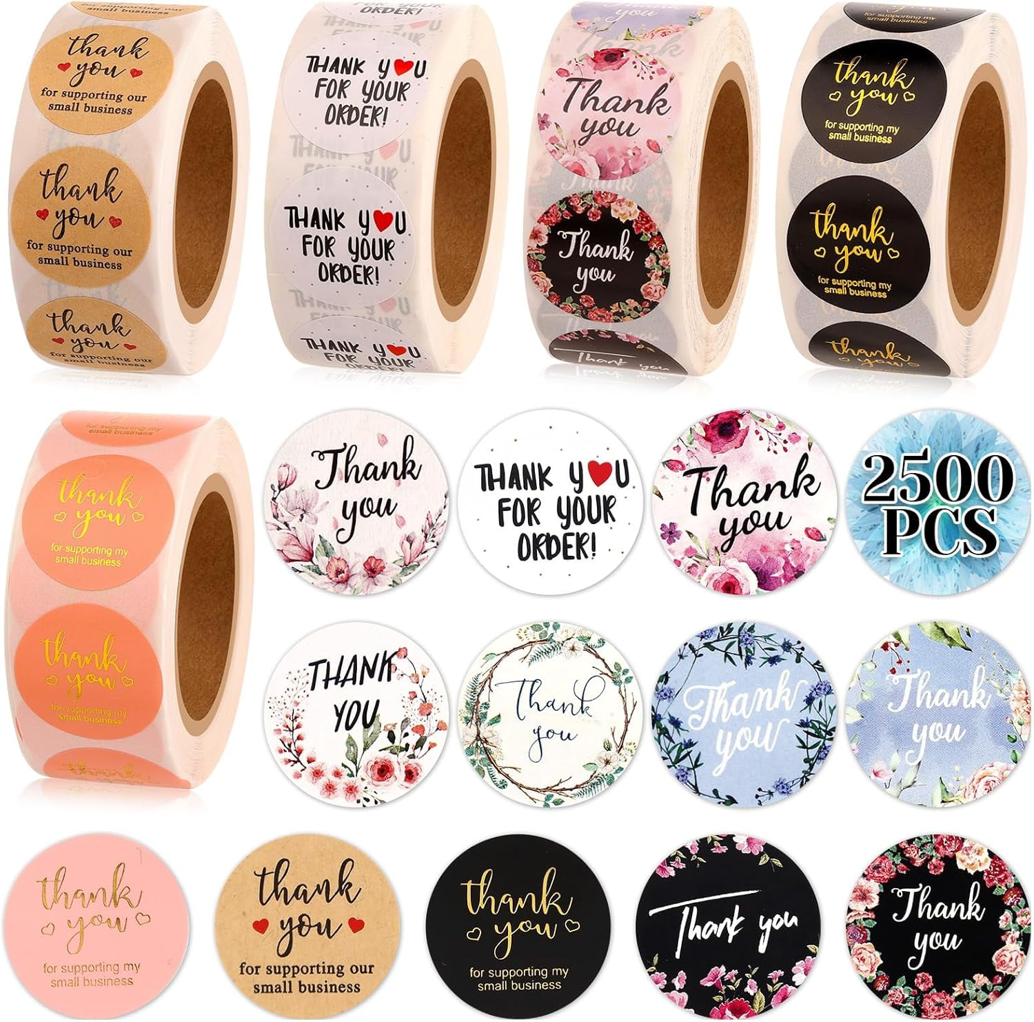 Thank You Stickers Rolls, 2500Pcs Thank You for Supporting My Small ...