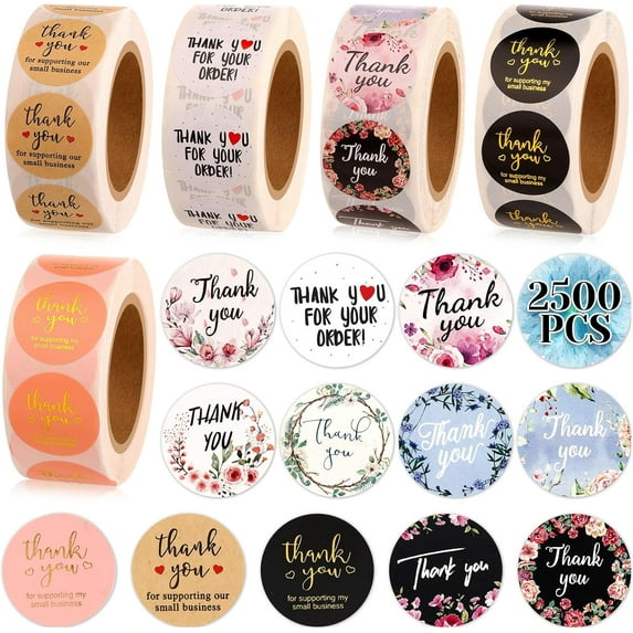 Thank You Stickers Rolls, 2500Pcs Thank You for Supporting My Small ...