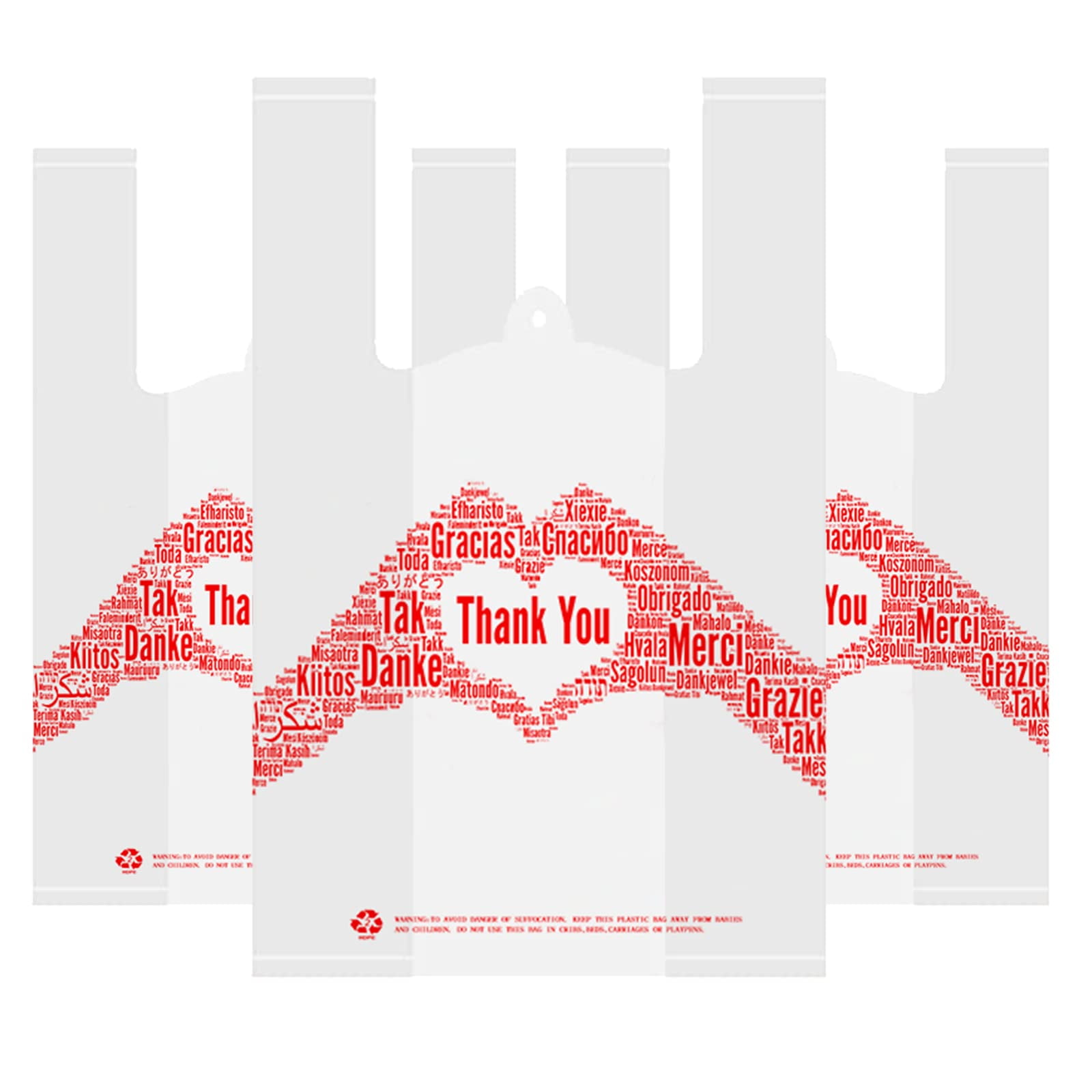 Thank You T-Shirt Bags Merchandise Bags Pack of 200 Reusable and ...