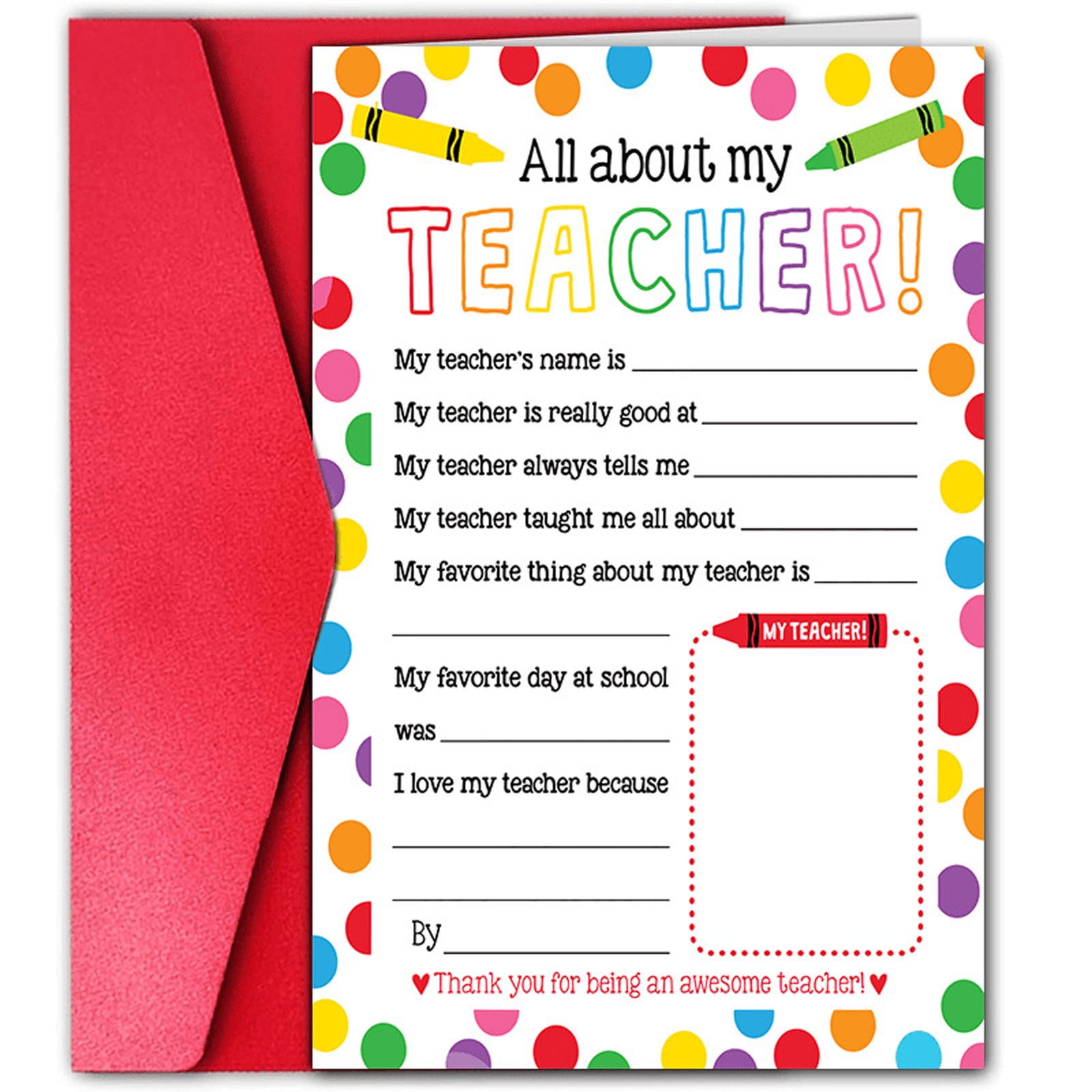 Thank You Teacher Card Great Teacher Appreciation Gifts Card From ...