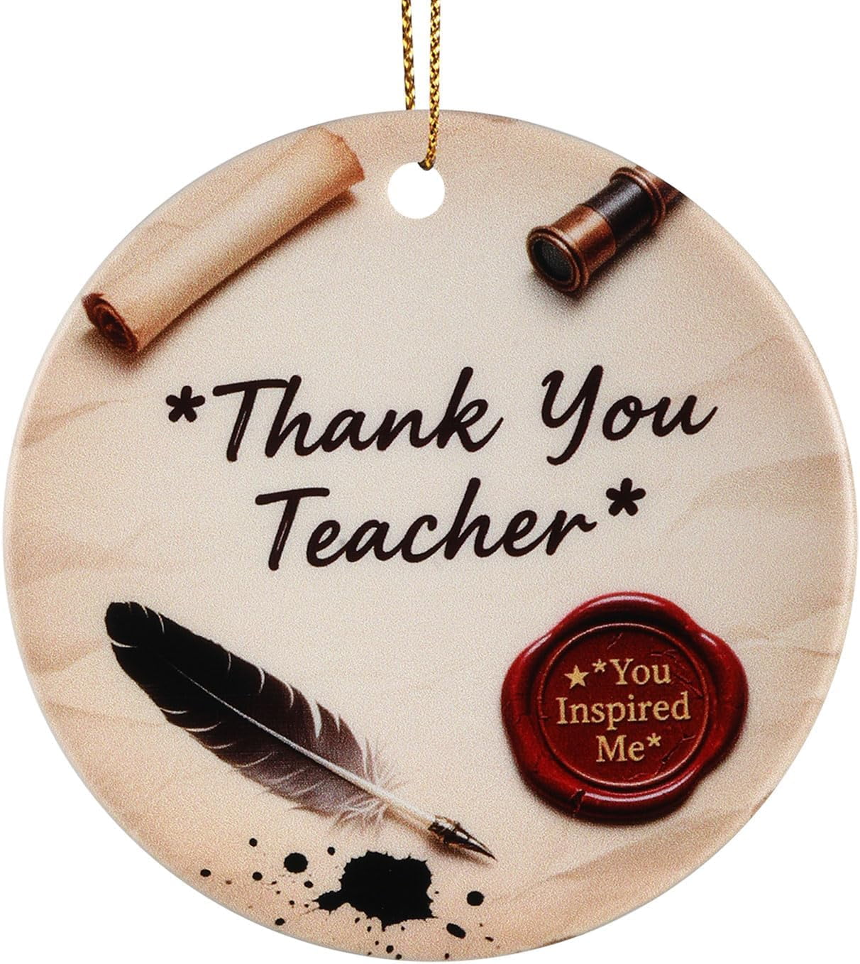 Thank You Teacher Gift for Graduation & Christmas - 3" Ceramic Ornament ...