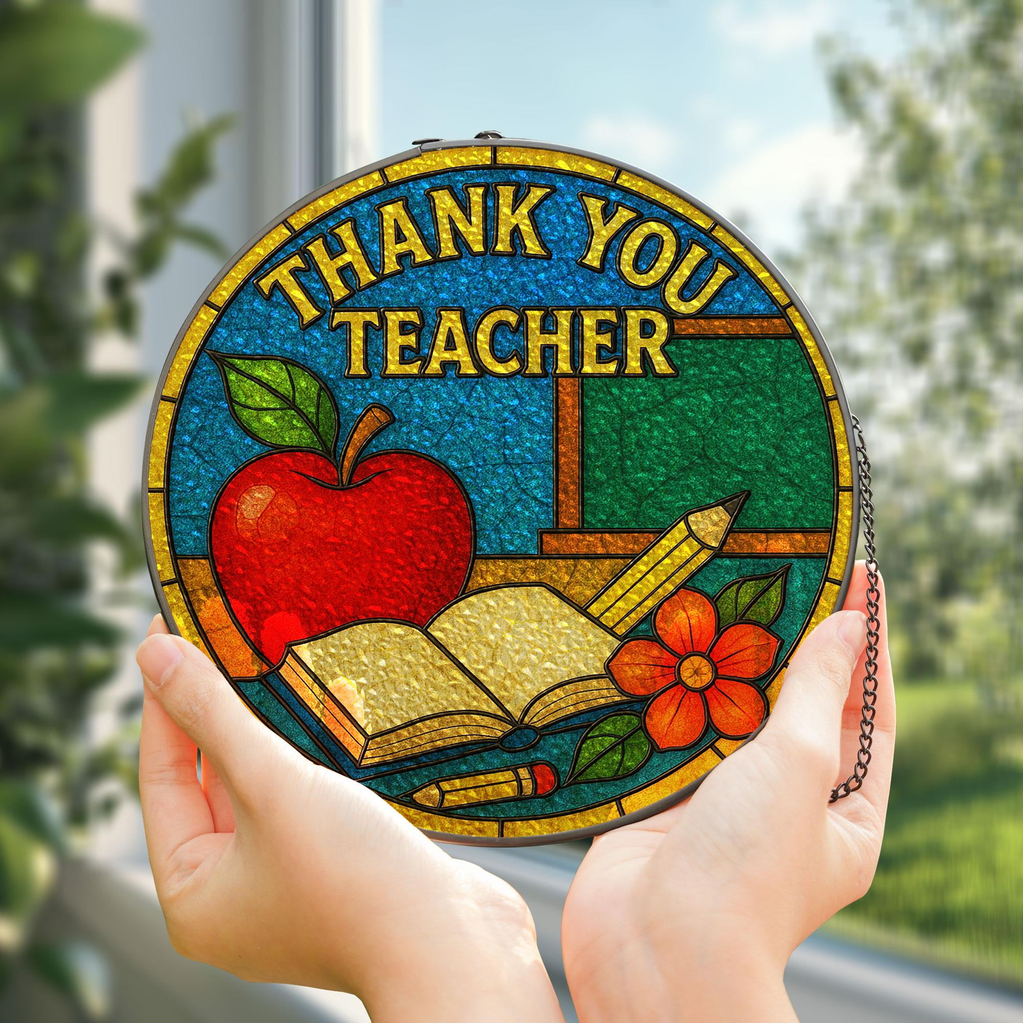 Thank You Teacher Glass Suncatcher, Teacher Appreciation Suncatcher ...
