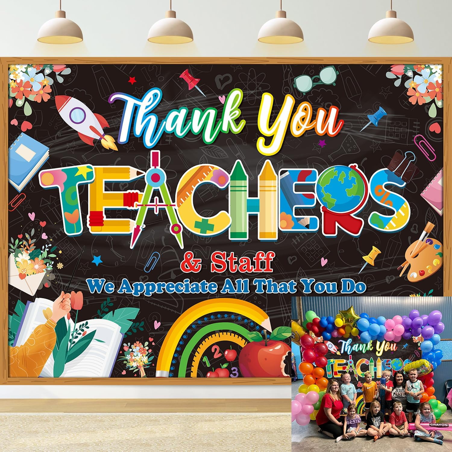 Thank You Teachers Backdrop Teacher Appreciation Week Banner Background ...