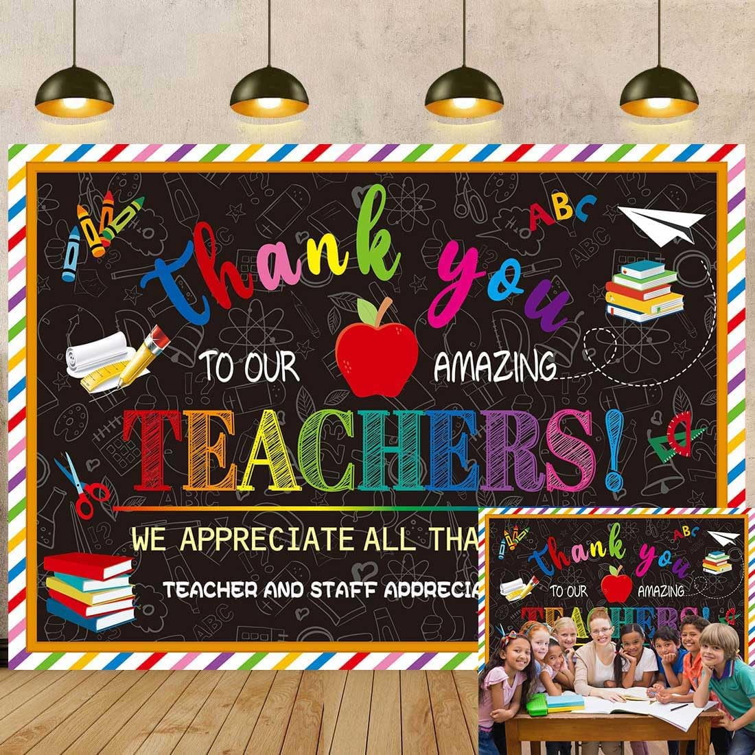 Thank You Teachers Backdrop Teacher Appreciation Week Party Decorations ...