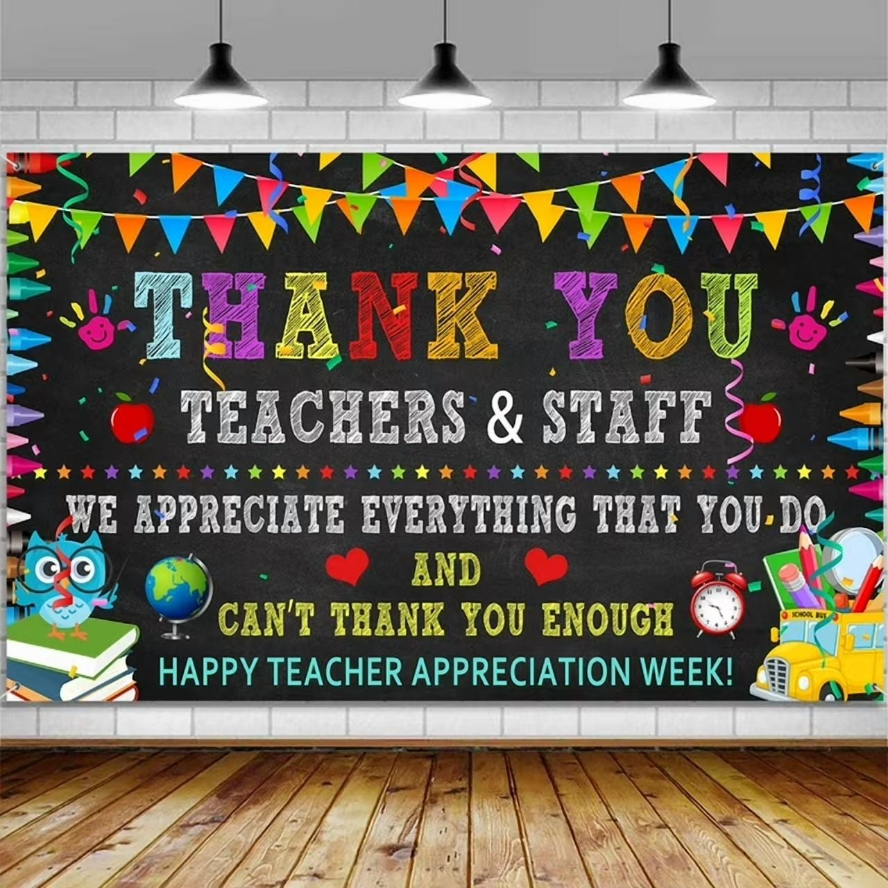 Thank You Teachers Banner Backdrop, Teacher Appreciation Week Large ...