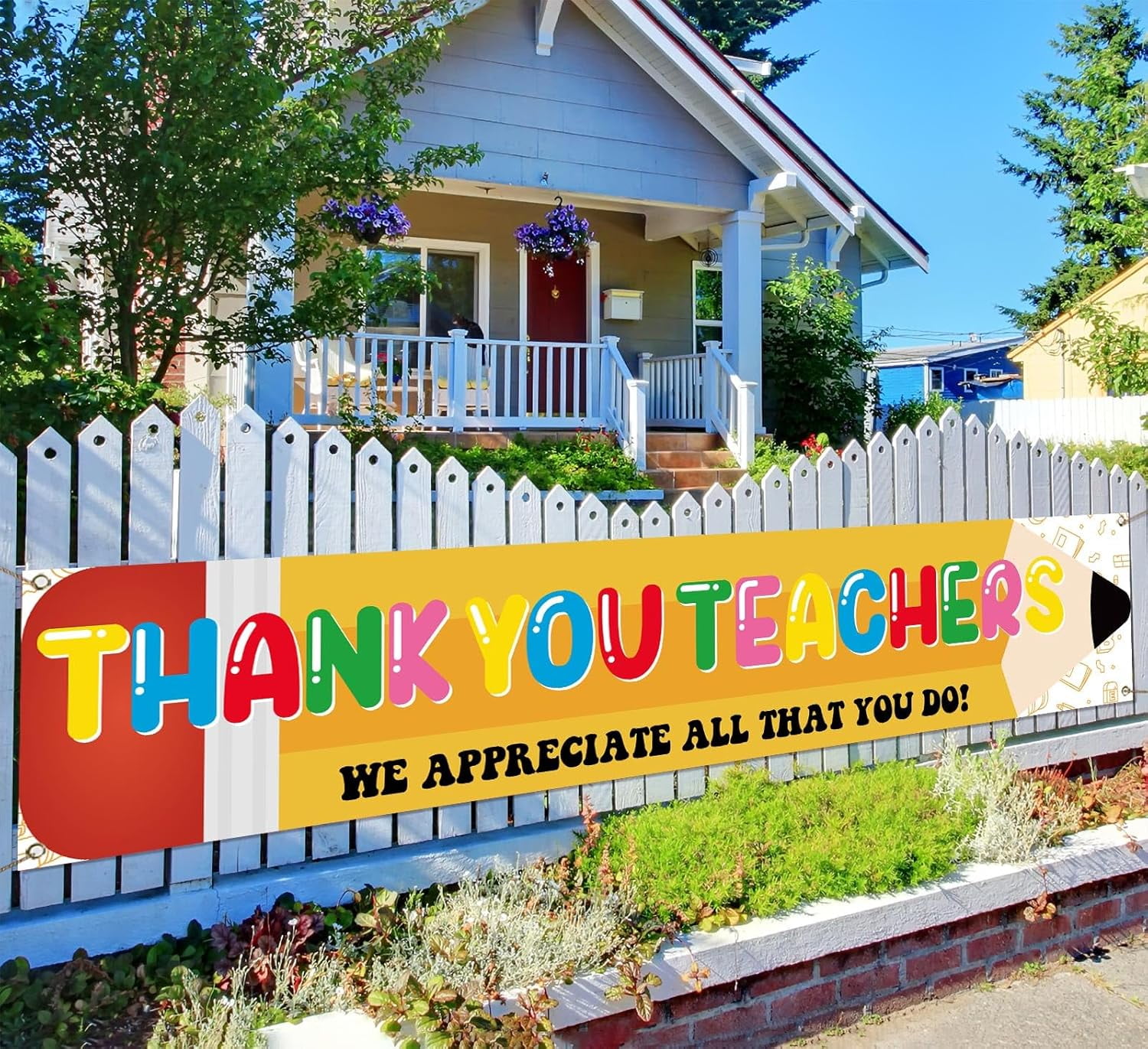 Thank You Teachers Fence Banner Teacher Appreciation Week Party School ...