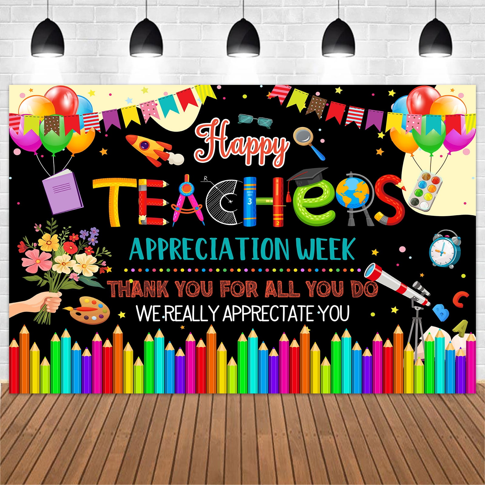 Thank You Teachers Staff Backdrop, Teacher Appreciation Week We ...