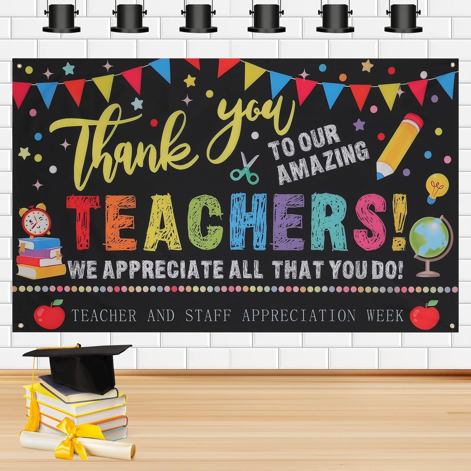 Thank You Teachers Teacher Appreciation Week Backdrop Banner ...