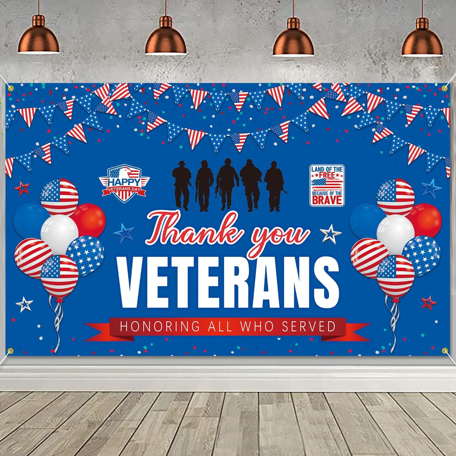 Thank You Veterans Backdrop Banner Veterans Day Banner American Flag ...