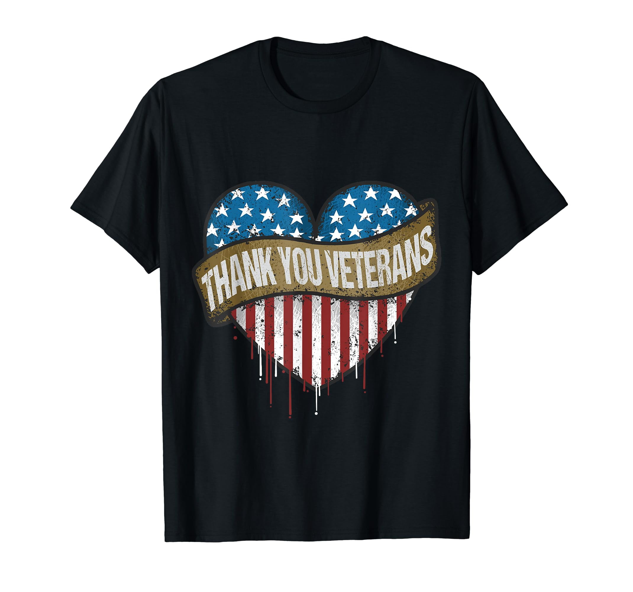 Thank You Veterans Day American Flag Heart Military Army T-Shirt ...