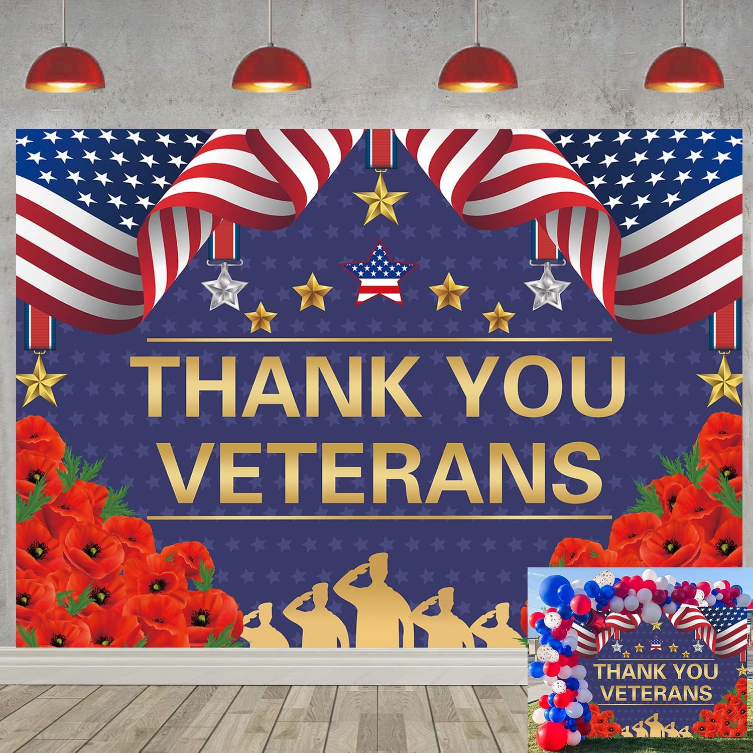 Thank You Veterans Photography Backdrop Patriotic Memorial Day ...