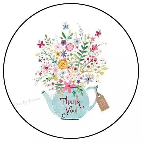 Thank You Watercolor Flowers In Vase Stickers Party Favors Phone Decal ...