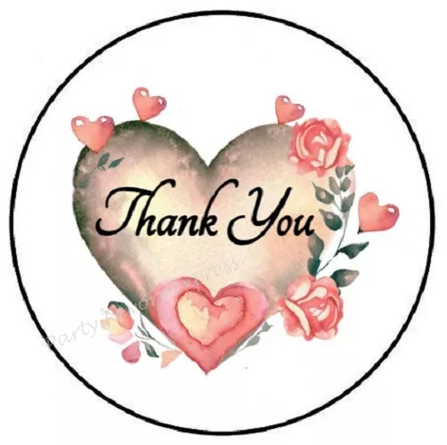 Thank You Watercolor Heart Stickers Party Favors Phone Decal Water ...