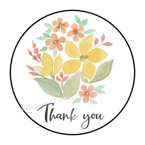Thank You Yellow Flowers Stickers Party Favors Phone Decal Water Bottle ...