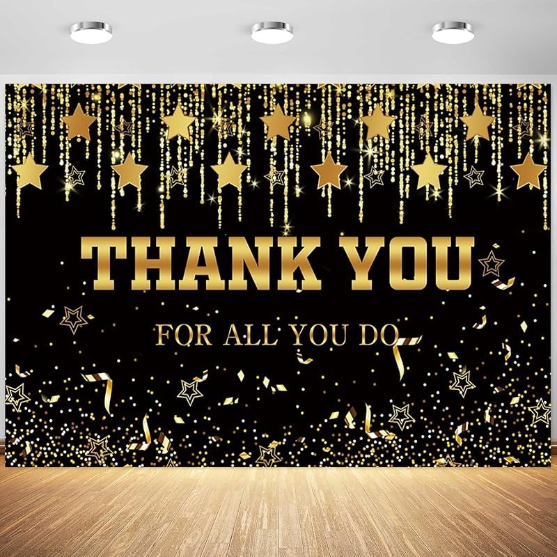 Thank You for All You Do Backdrop Gold Stars Black Photography ...