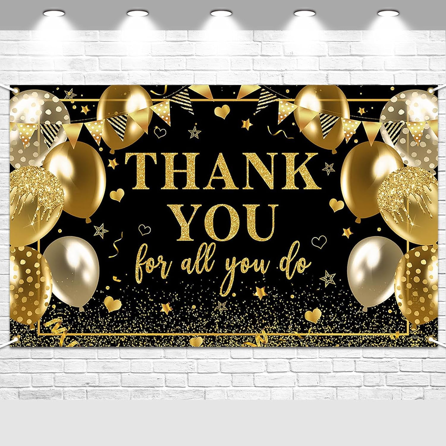 Thank You for All You Do Banner Backdrop Gold Black Thank You Party ...