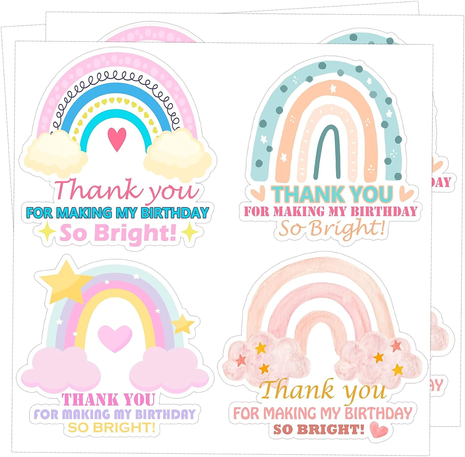 FENGHEMINGA Round Happy Birthday Stickers, 120Pcs 2inch Thank You ...