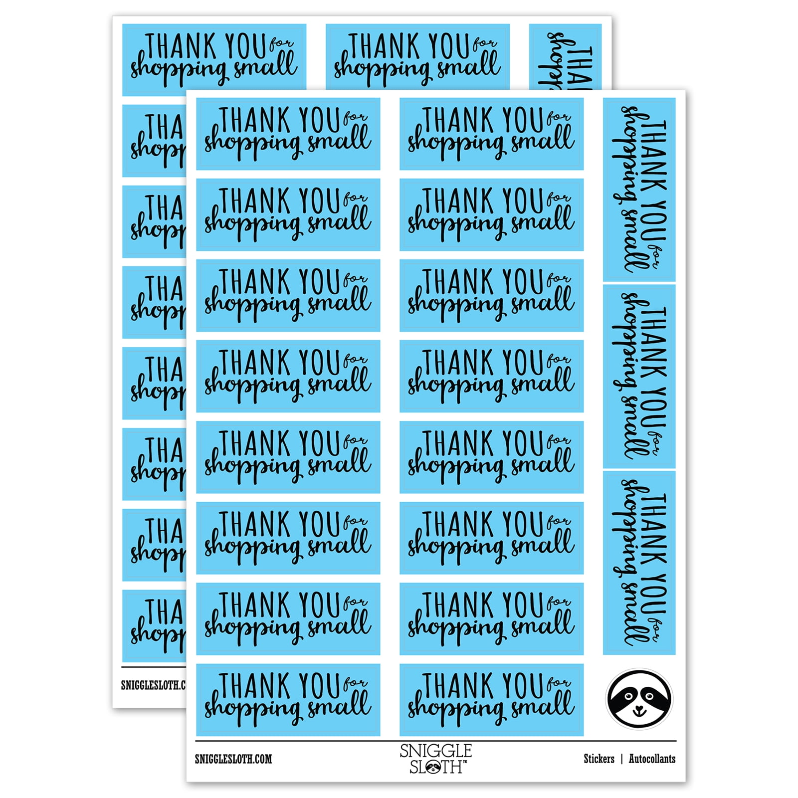 Thank You for Shopping Small Business Sticker Set - Light Blue - Gloss ...