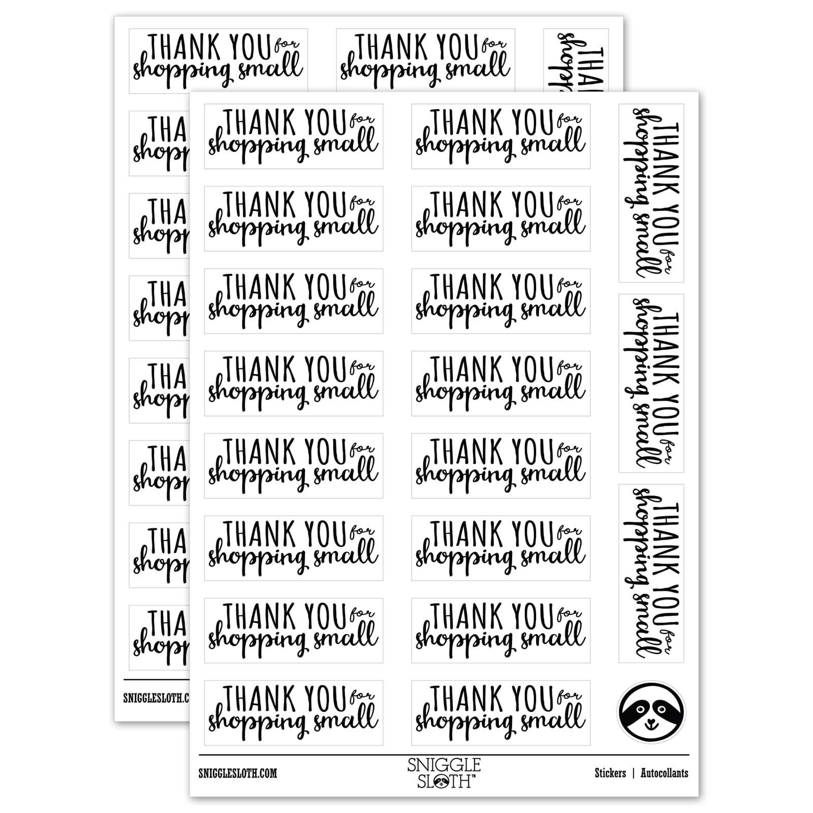 Thank You for Shopping Small Business Sticker Set - White - Matte ...