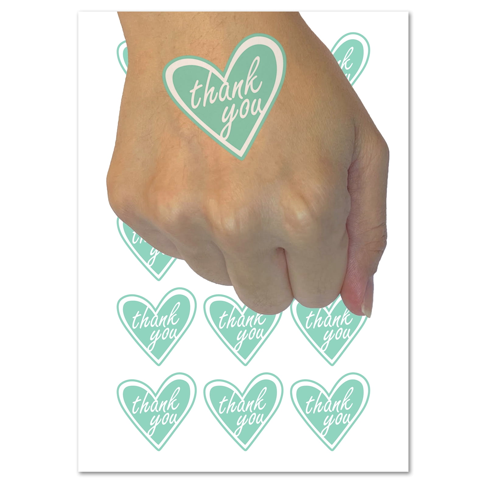 Thank You in Heart Water Resistant Temporary Tattoo Set Fake Body Art ...