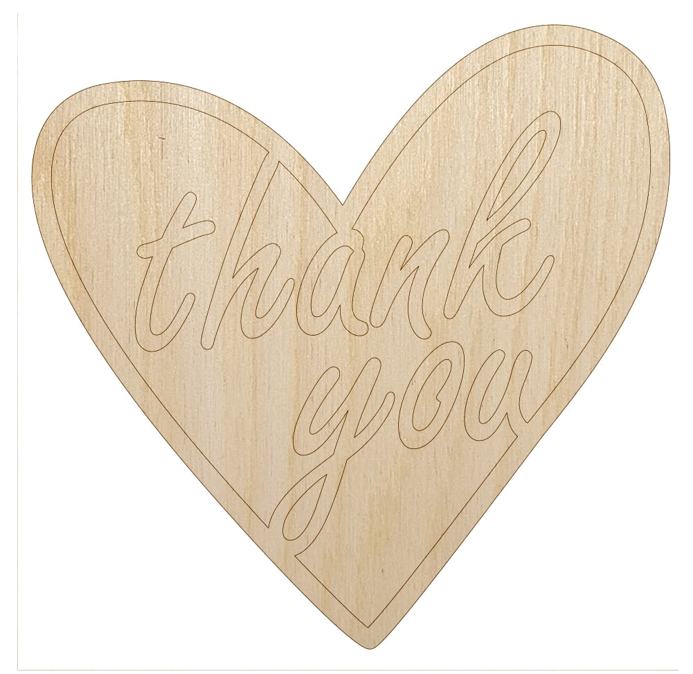 Thank You in Heart Wood Shape Unfinished Piece Cutout Craft DIY ...