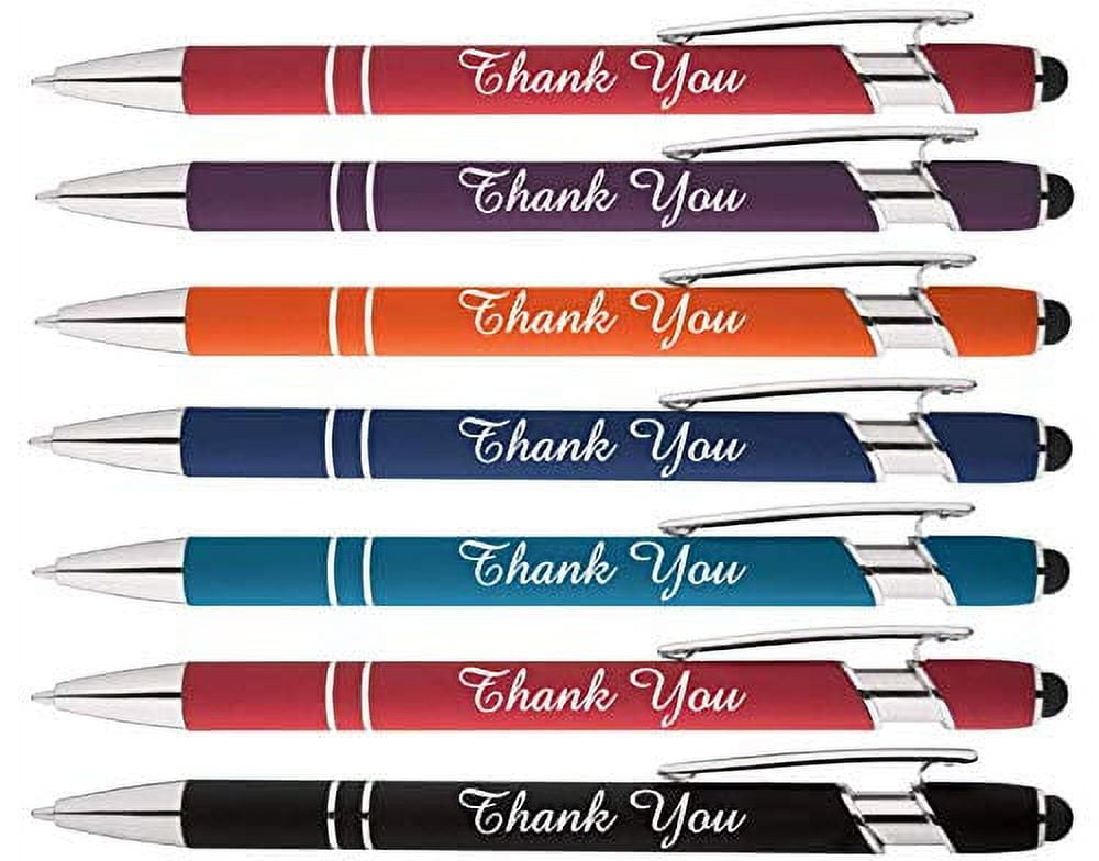 "Thank You" words imprinted on our Rainbow Soft Touch Ballpoint Pen ...