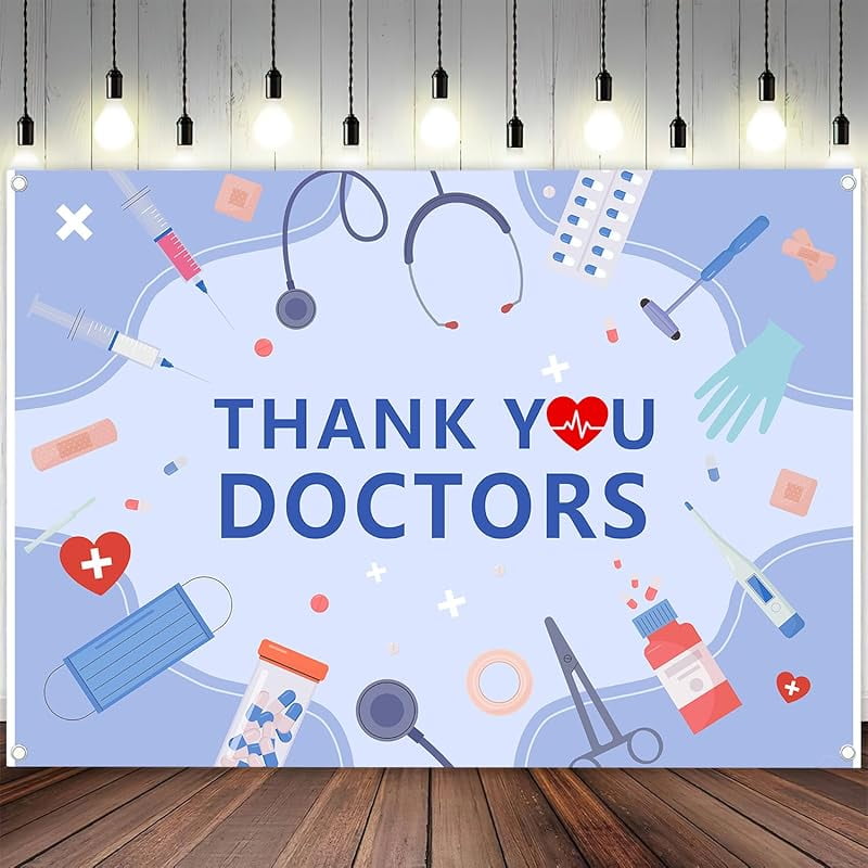 Thank Your Doctors Backdrop Happy Doctors Day Banner, Medical Theme ...