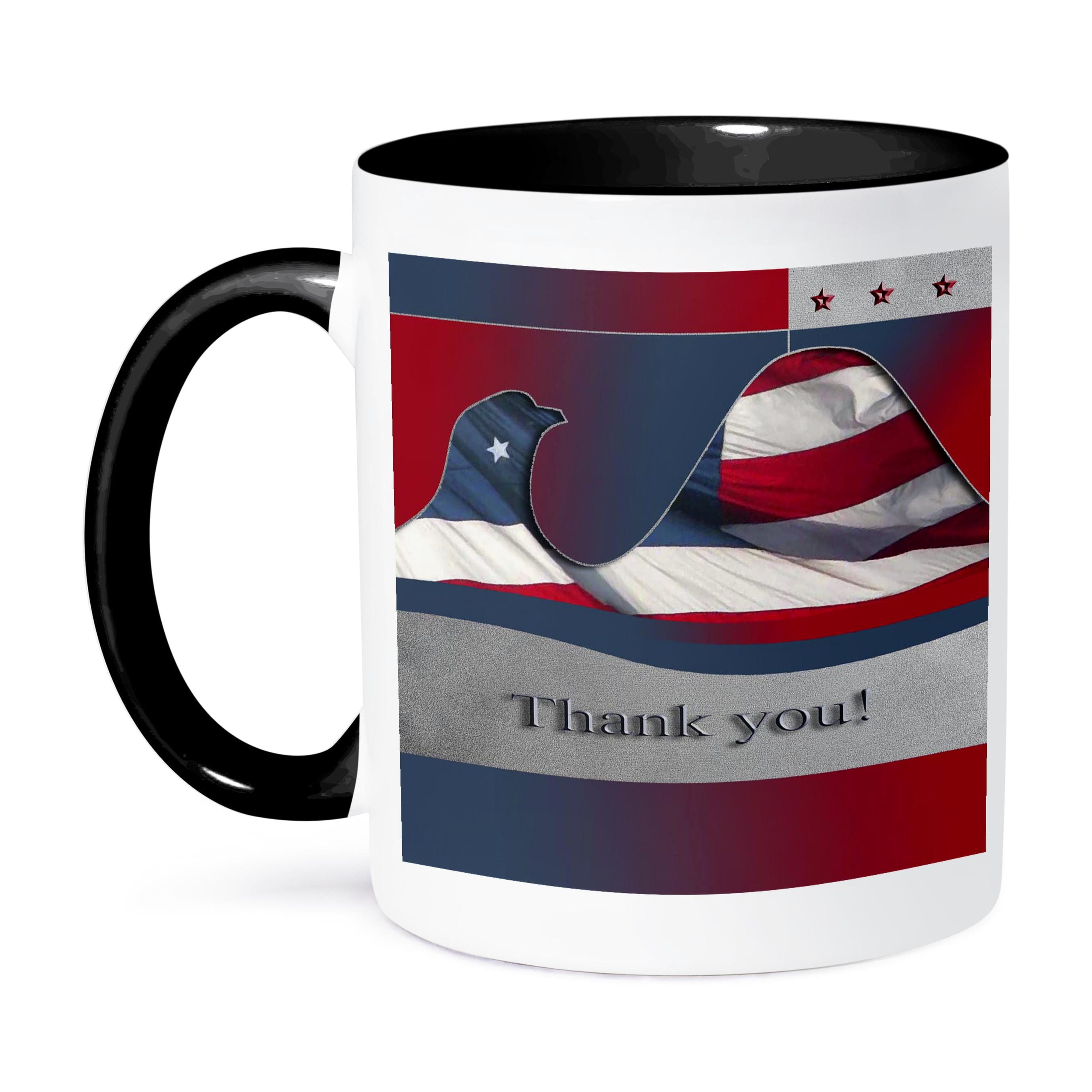 3dRose, Thank you, Eagle Flag, 15oz Two-Tone Black Mug - Walmart.com