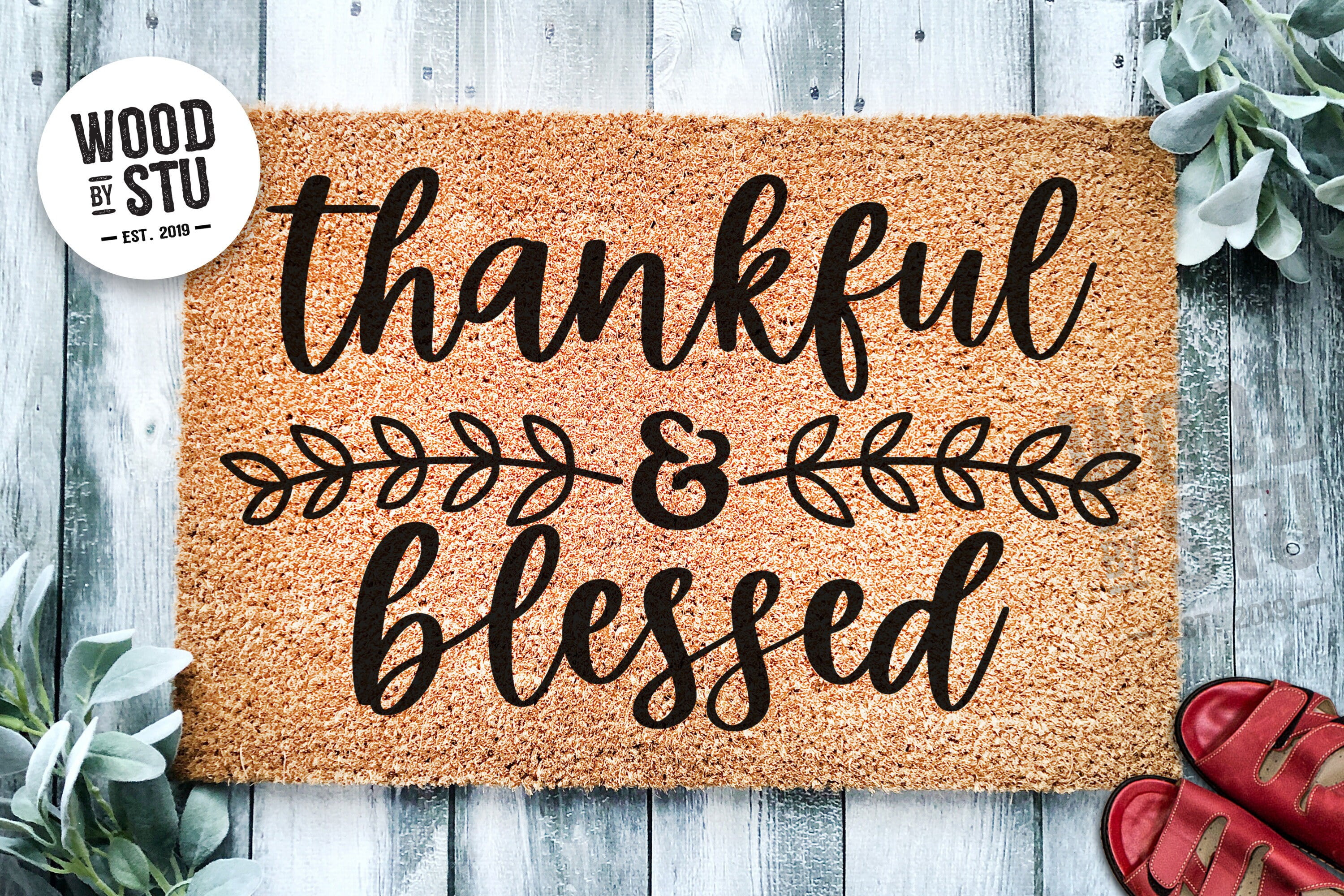 Thankful And Blessed Door Mat | Thanksgiving Rustic Fall Doormat ...