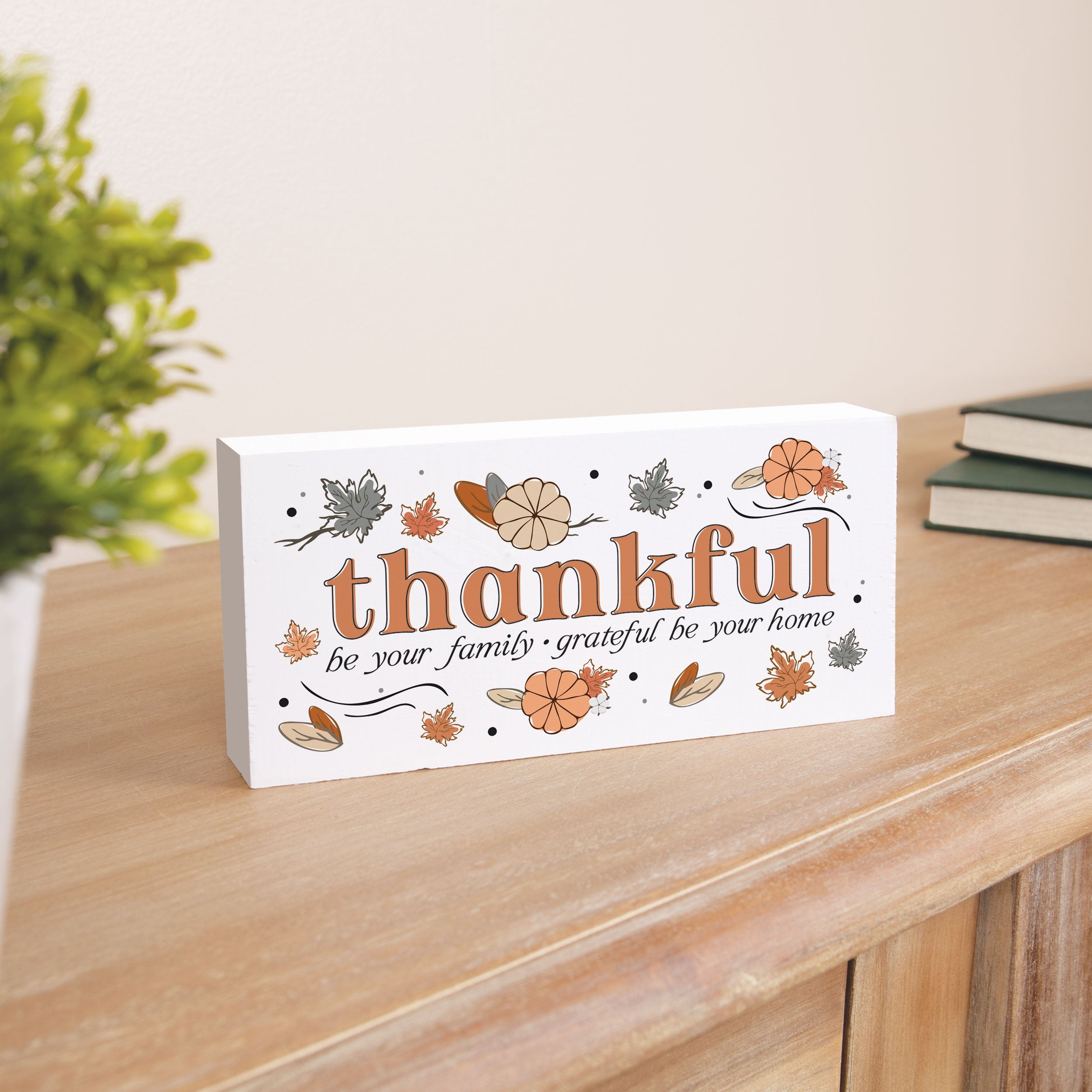Thankful Be Your Family Grateful Be Your Home Wood Block Décor ...