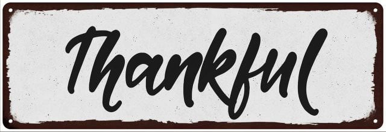 Thankful Black on White Shabby Chic Metal Sign 6x18 Room Decor ...