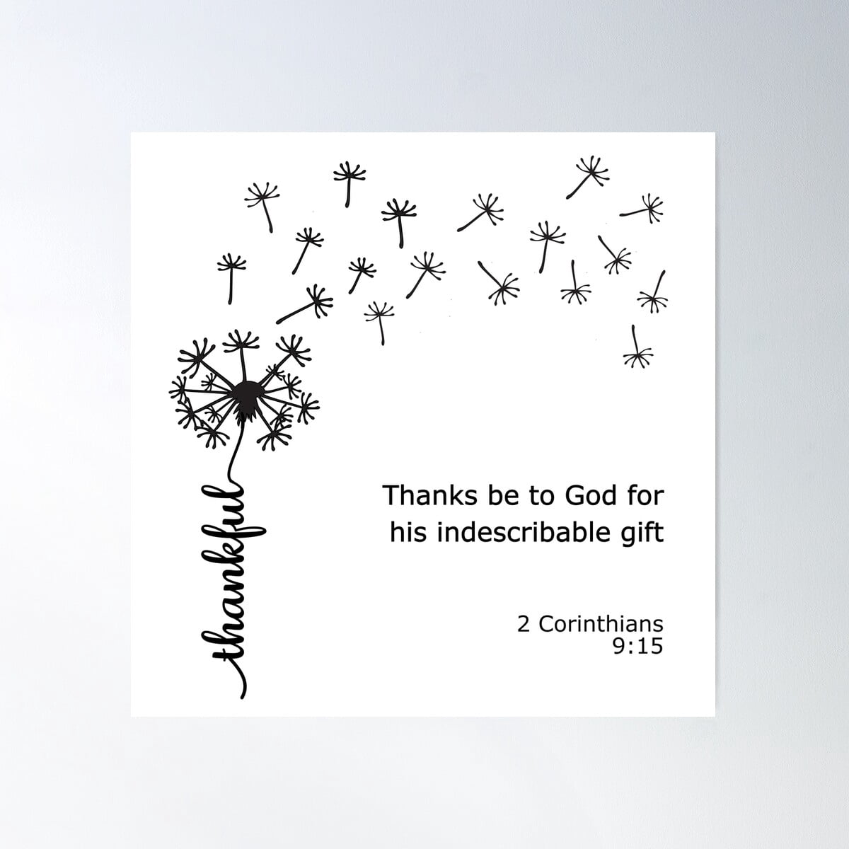 Thankful - Dandelion Christian Design - 2 Corinthians 9:15 Poster Wall ...
