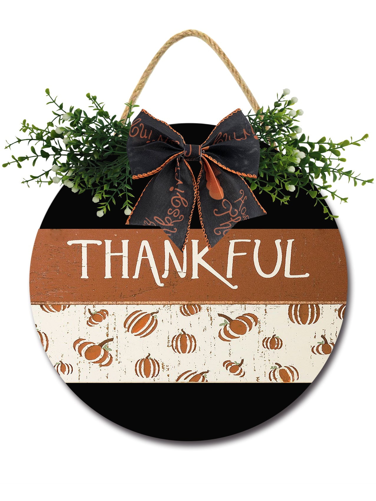 Thankful Door Sign Home Decor Round Wood Wreaths Wall Hanging Sign ...