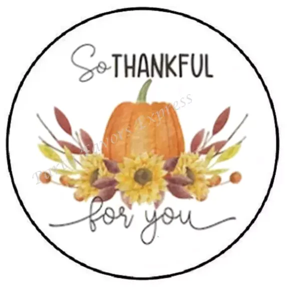 Thankful For You Autumn Fall Pumpkin Stickers Party Favors Phone Decal ...