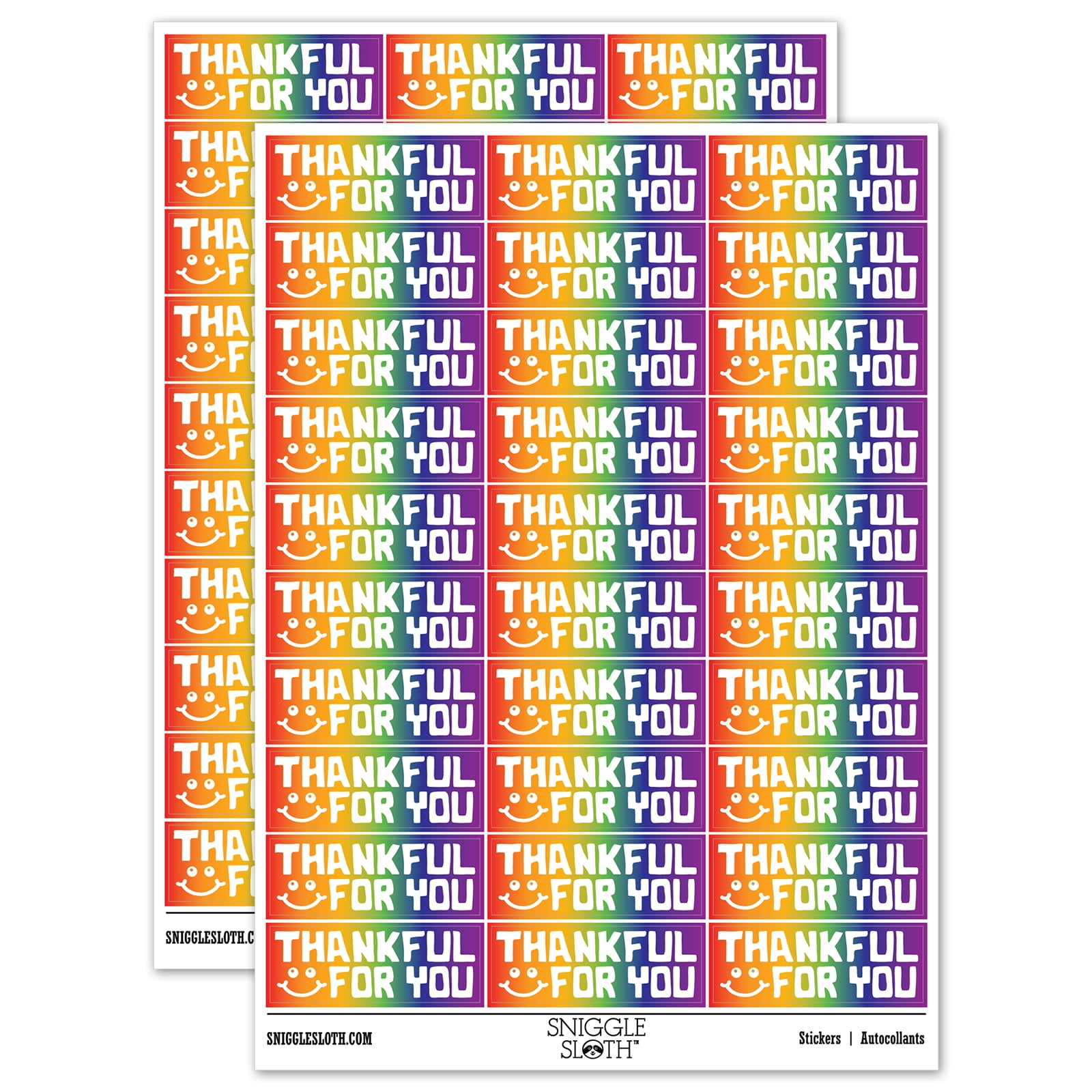 Thankful For You Smiley Teacher Student School Sticker Set - Rainbow ...