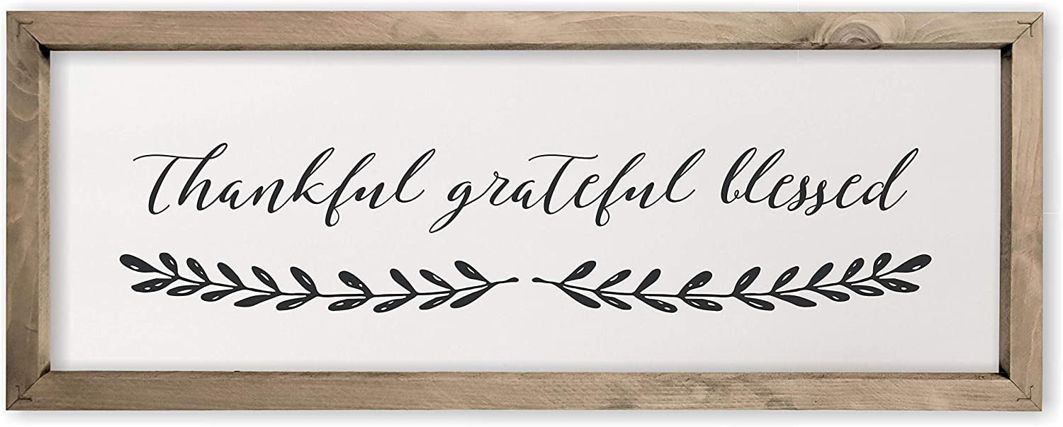 Thankful Grateful Blessed Framed Rustic Framed Wood Farmhouse Wall Sign ...