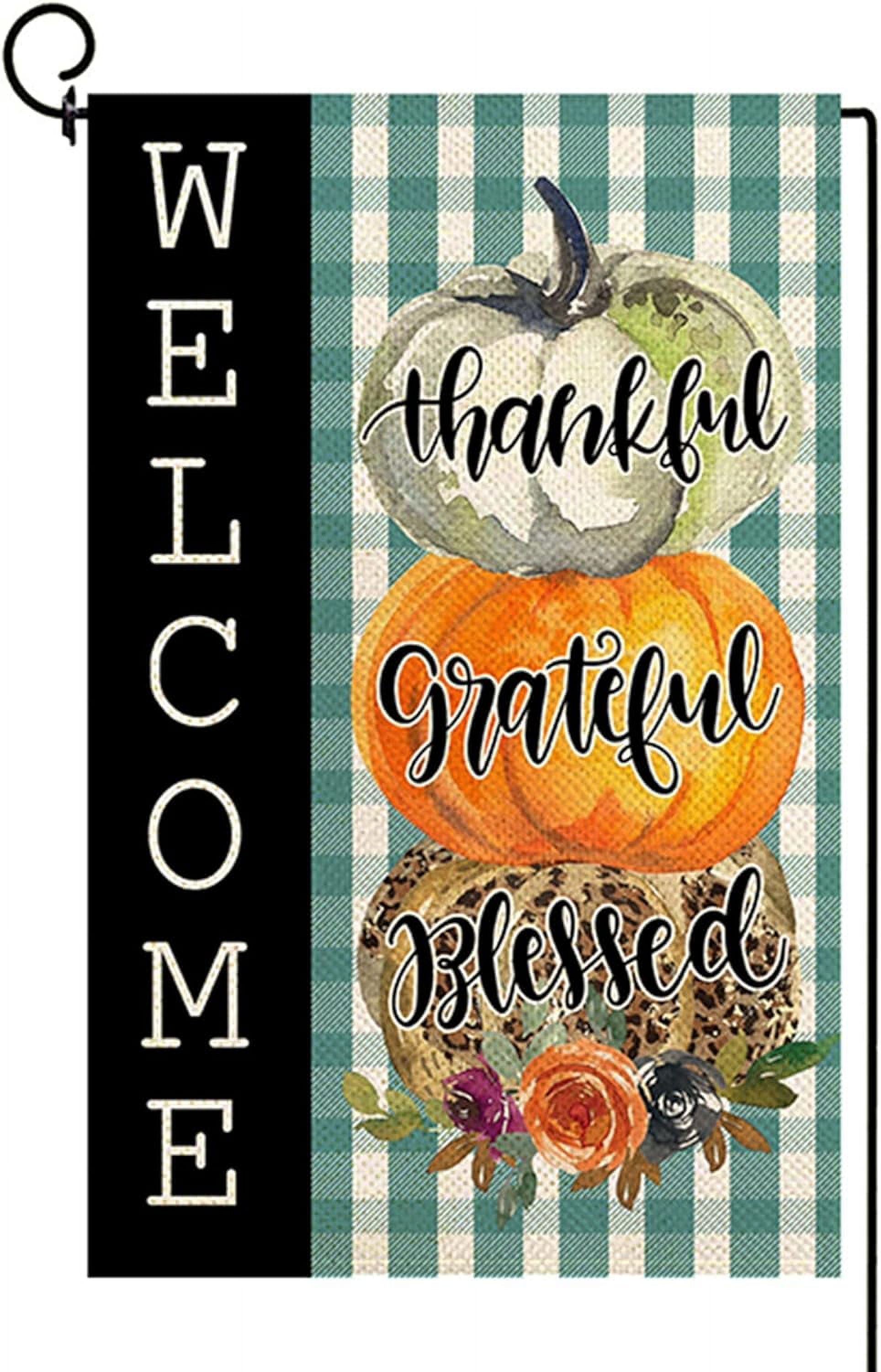 Thankful Grateful Blessed Garden Flag Double Sided, Fall Thanksgiving ...